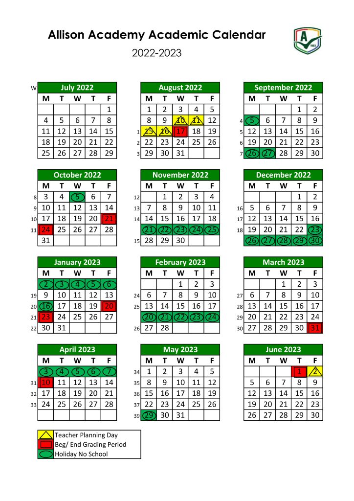 Academic Calendar | Allison Academy, North Miami, Florida